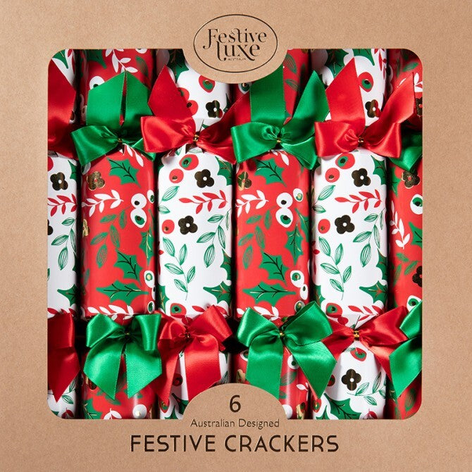 Holly Jolly Crackers Pack of 12 – Christmas Decorations Brisbane